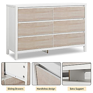 LYNSLIM 6 Drawer Dresser, Wooden Dresser for Bedroom, Modern Chest of Drawers, Storage Cabinet for Living Room, Nursery, Entryway