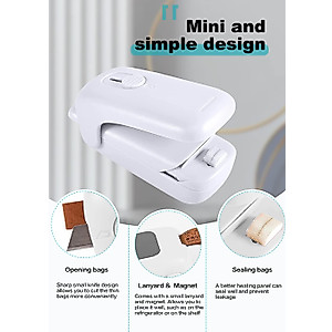 NOBVEQ Mini Bag Sealer, Handheld Heat Vacuum Sealer, Cutter with Lanyard and 2 in 1 Heat Sealer , Portable Bag Resealer Machine for Plastic Bags Food Storage Snacks Freshness