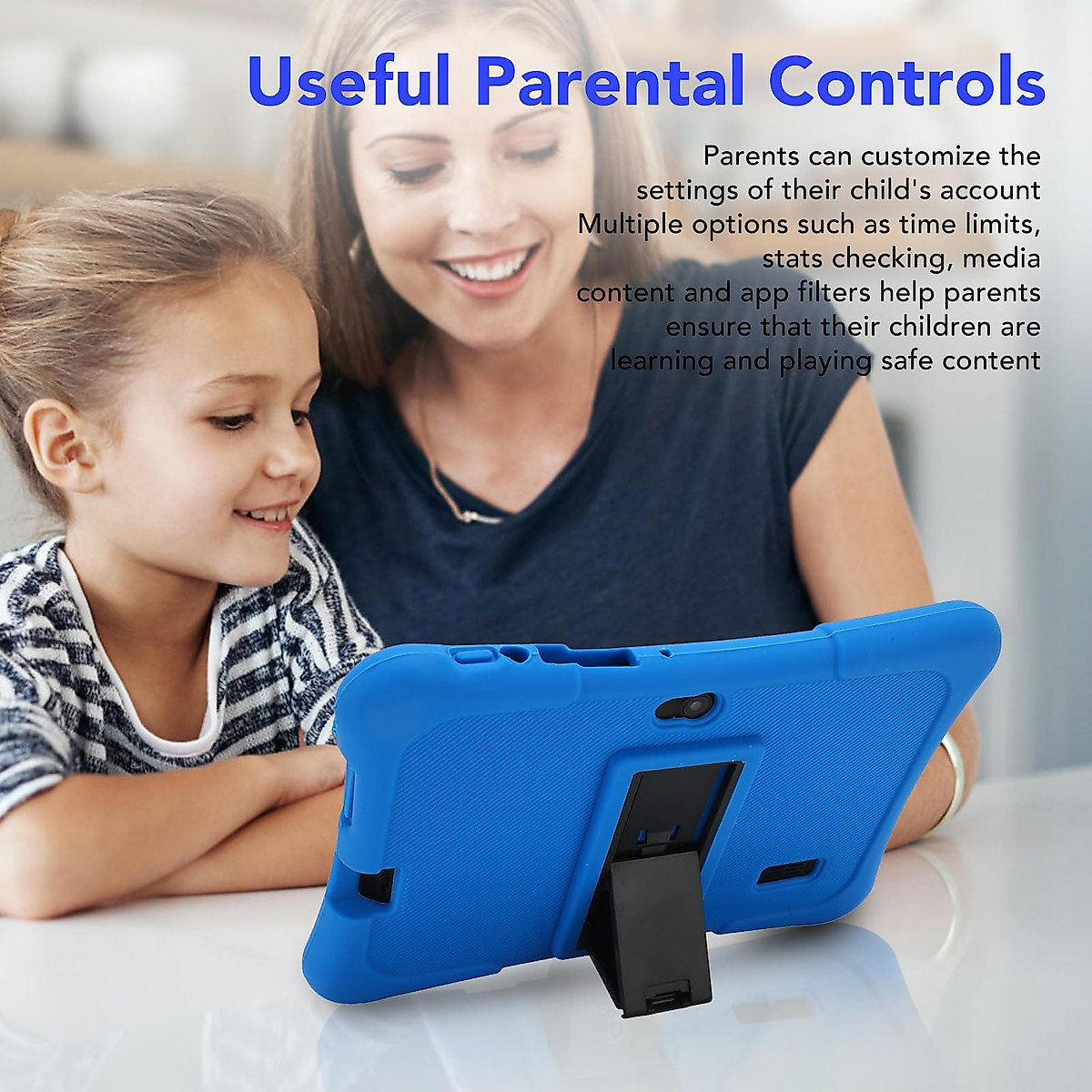 MAVIS LAVEN 7 Inch Kids Tablet, 3000mAh Battery Dual Camera WiFi 32GB ROM Cute Kids Tablet Quad Core for Android 10.0 for Boys (US Plug)