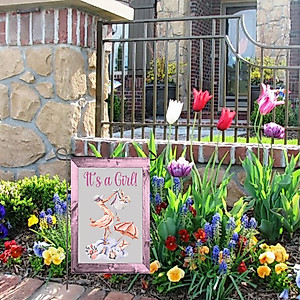 It's A Girl Stork Garden Flag Baby Shower Gender Reveal Party Decorations 12x18 Inch Double Sided Baby Girl Garden Flag Newborn Baby Birth Announcement Lawn Yard Sign Welcome Home Baby Banner Pink