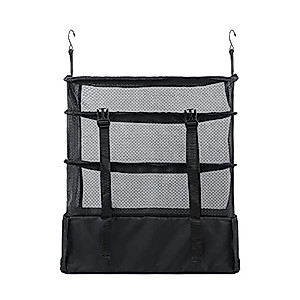 Surblue Hanging Closet Storage Bag Collapsible 3-Shelf Washable Oxford Fabric with 2 Hooks (XL 17.71 * 11.81 * 20in, Black)
