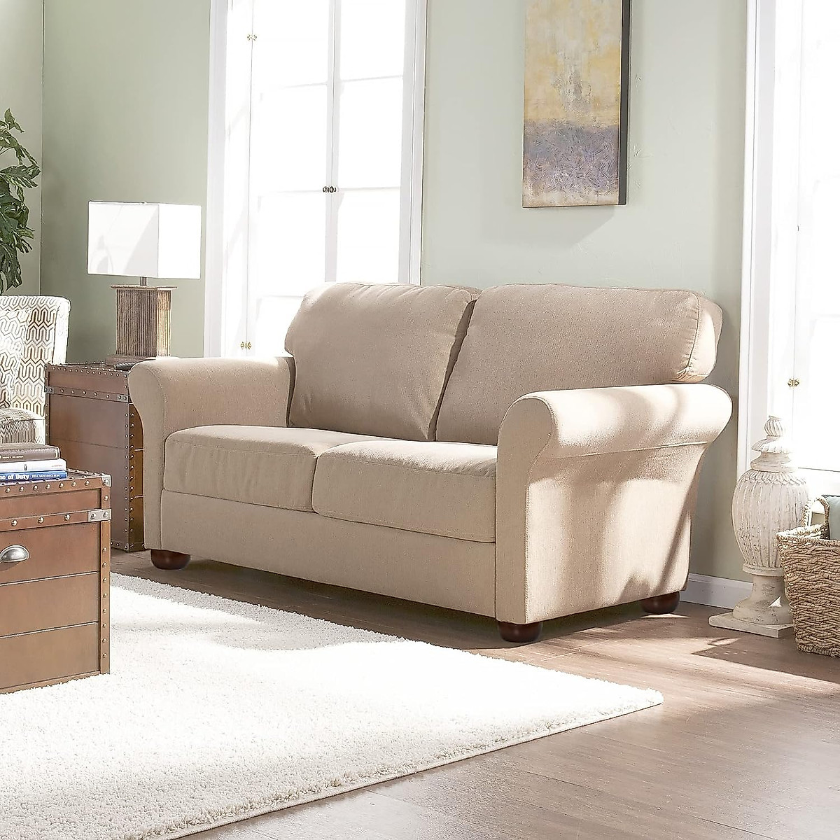 Mysummer 4PCS White Round Bun Feet Wood Sofa Legs Solid Wood Furniture Legs for Cabinet Sofa Ottoman TV Stand Loveseat Dresser (Walnut)