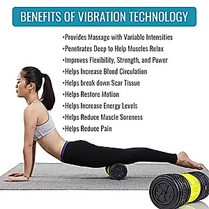 HealthSmart Vibrating Foam Roller, FSA & HSA Eligible Massage Roller and Muscle Roller for Exercise and Physical Therapy with Four Speed Vibrations and Deep Tissue Massage, Firm Density