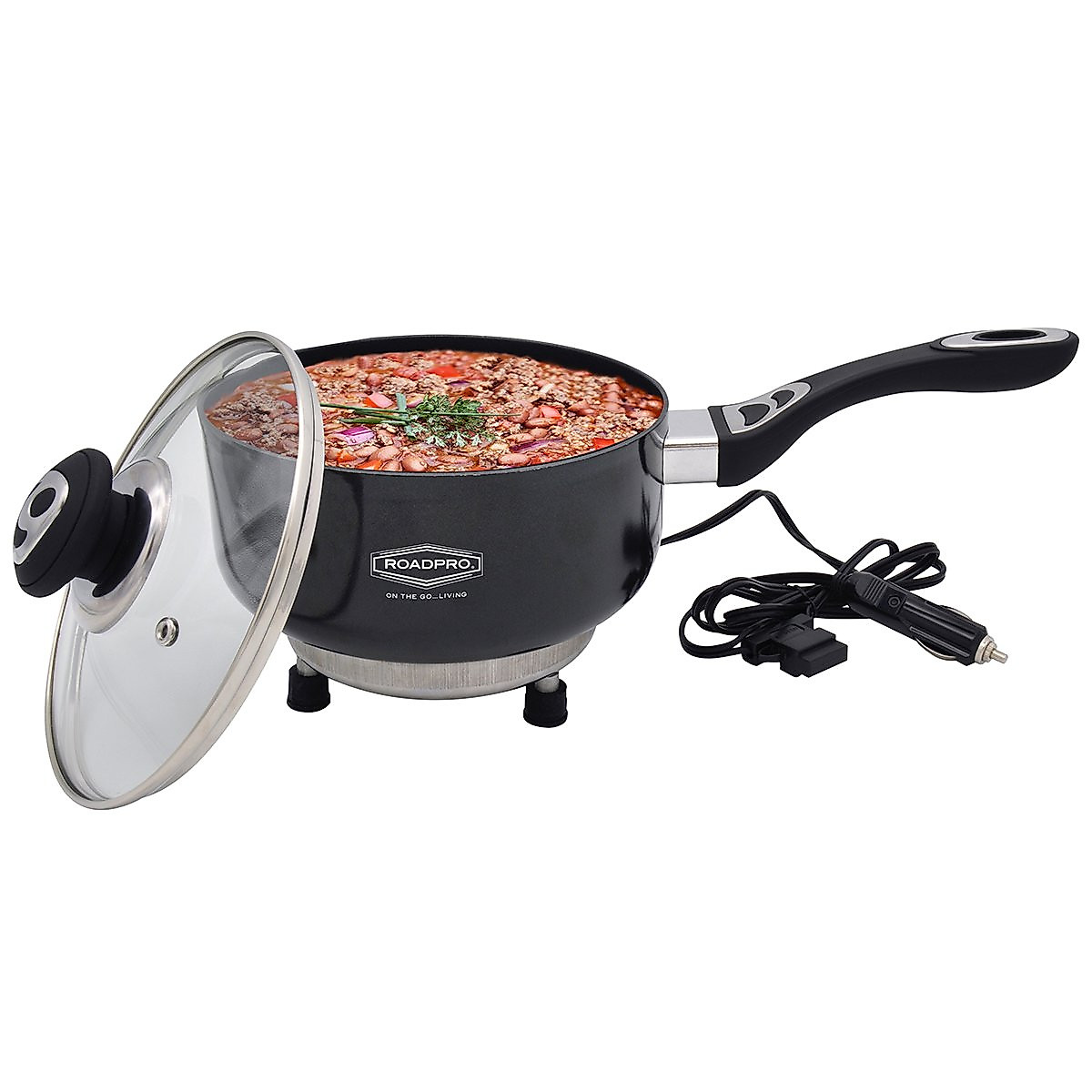Roadpro RPSP225NS 12-Volt Portable Saucepan with Non-Stick Surface,Black