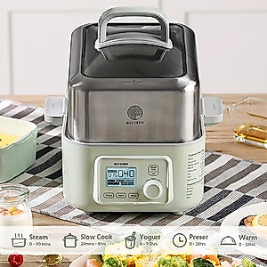 BUYDEEM G553 5-Quart Electric Food Steamer for Cooking, One Touch Vegetable Steamer, Digital Multifunctional Steamer, Quick Steam in 60s, Stainless Steel Steamer Tray, No Stew Pots Included