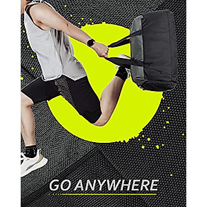 Gym Bags for Men Women, BAGSMART Foldable Sports Duffle Bag, Lightweight Travel Bag Weekender Duffel Bag With Shoe Compartment, Water Resistant Workout Duffle Sports Bag for Travel Fitness Yoga, Black