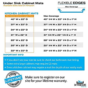 Xtreme Mats - Waterproof Under Sink Mat for Kitchen, Pick Your Size - 34" 1/4 x 22 1/4 - Kitchen Cabinet Shelf Protector, Flexible Under Kitchen Sink Drip Tray Liner - CM-36-BEIGE