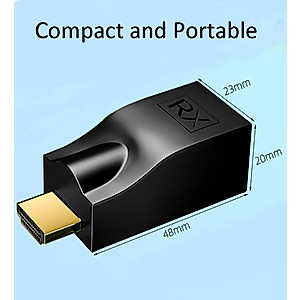 MVBOONE HDMI Extender Adapter Over Cat5e/6 (1pair), HDMI Repeater to RJ45 Ethernet Network Converter, 4k HD 1080p UP to 30m/98ft, for HDTV, Set-top Boxes, DVD, PS4, STB, Black