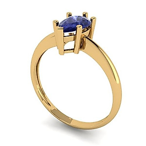 Clara Pucci 1.0 ct Pear Cut Solitaire Simulated Tanzanite Engagement Wedding Bridal Promise Anniversary Ring 18K Yellow Gold Size 7.5