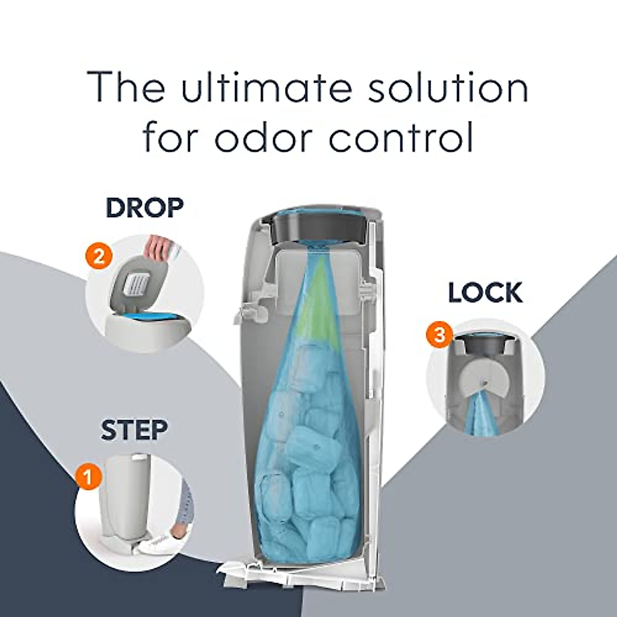 Diaper Genie Complete Pail with Built-In Odor Controlling Antimicrobial, Includes Pail and 1 Refill, Gray Pail, 2 Piece Set (Pack of 1)