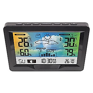 XARONF Indoor Outdoor Thermometer, Weather Station with Atomic Clock, High Precision Temperature Humidity Meter, HD Color Display Weather Thermometer with Backlight