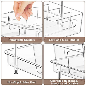3 Tier Clear Bathroom Organizers, Pull Out Organizers and Storage, Slide Out Acrylic Drawer Organizer with 6 Dividers, Multi-Purpose Bathroom Organizer, Under Sink Organizer, Medicine Cabniet Bins