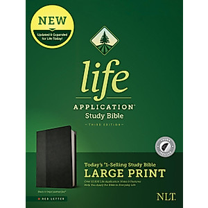 Tyndale NLT Life Application Study Bible, Third Edition, Large Print (LeatherLike, Black/Onyx, Indexed, Red Letter) – New Living Translation Bible, Large Print Study Bible for Enhanced Readability