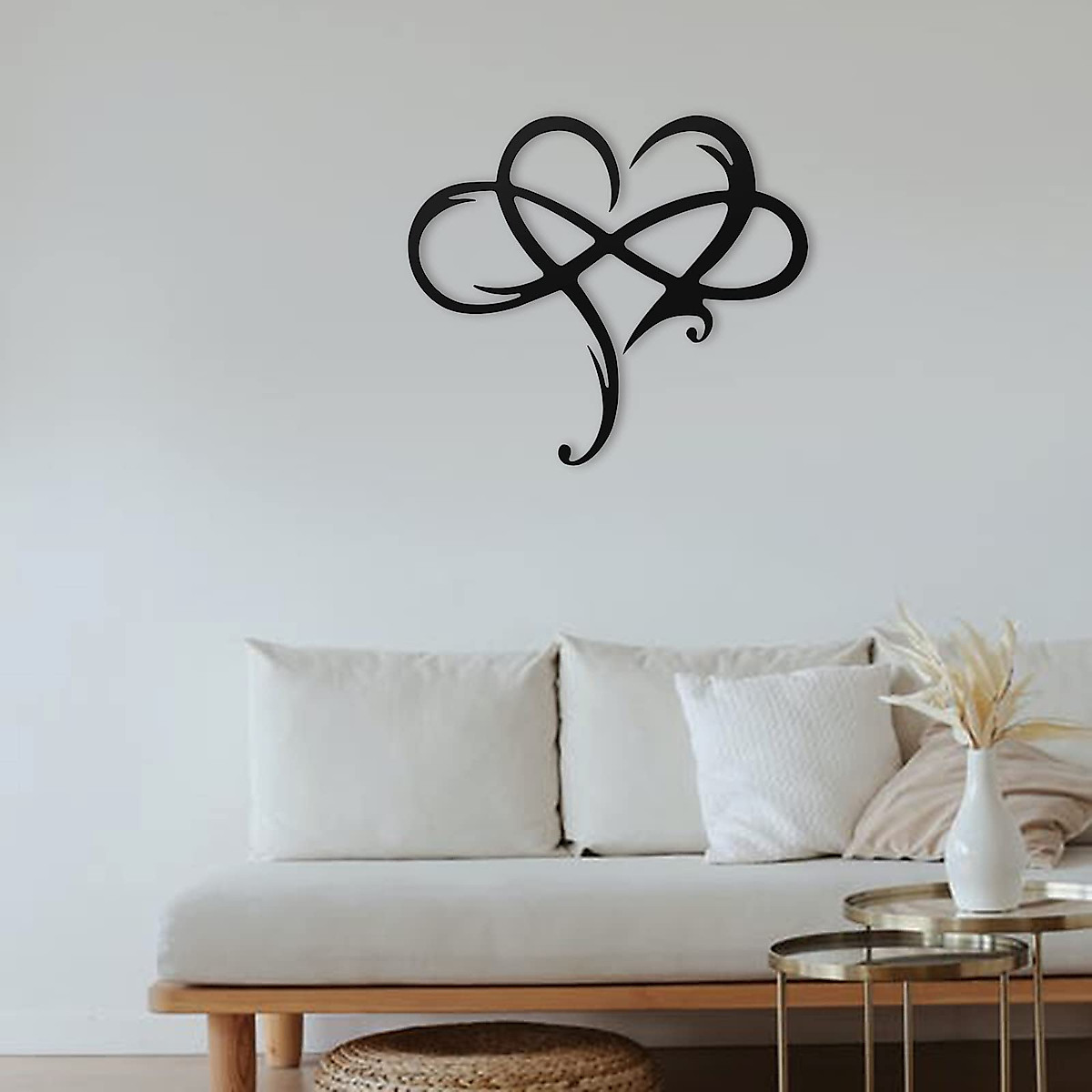 LAHONI Infinity Heart Metal Wall Decor, 16x14 Inch Heart Shaped Wall Art Sculptures Love Sign Ornaments for Home, Living Room, Bedroom, Outdoor Garden Decor (Black)