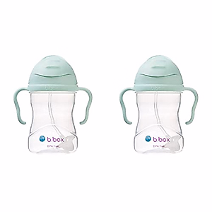 b.box Sippy Cup with Innovative Continuous Flow Weighted Straw Cup, Baby Straw Cup, Drink from any Angle, Easy-Grip Handles, 8oz, 6 months+, Pistachio (Pack of 2)