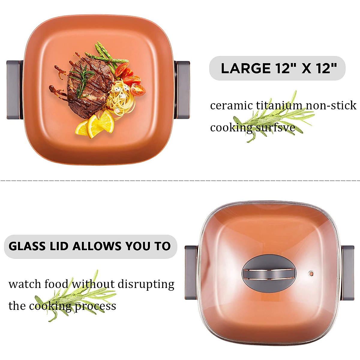 Extra Deep Nonstick Electric Skillet - Scratch Resistant - Serves 3 to 5 People (6Qt.)