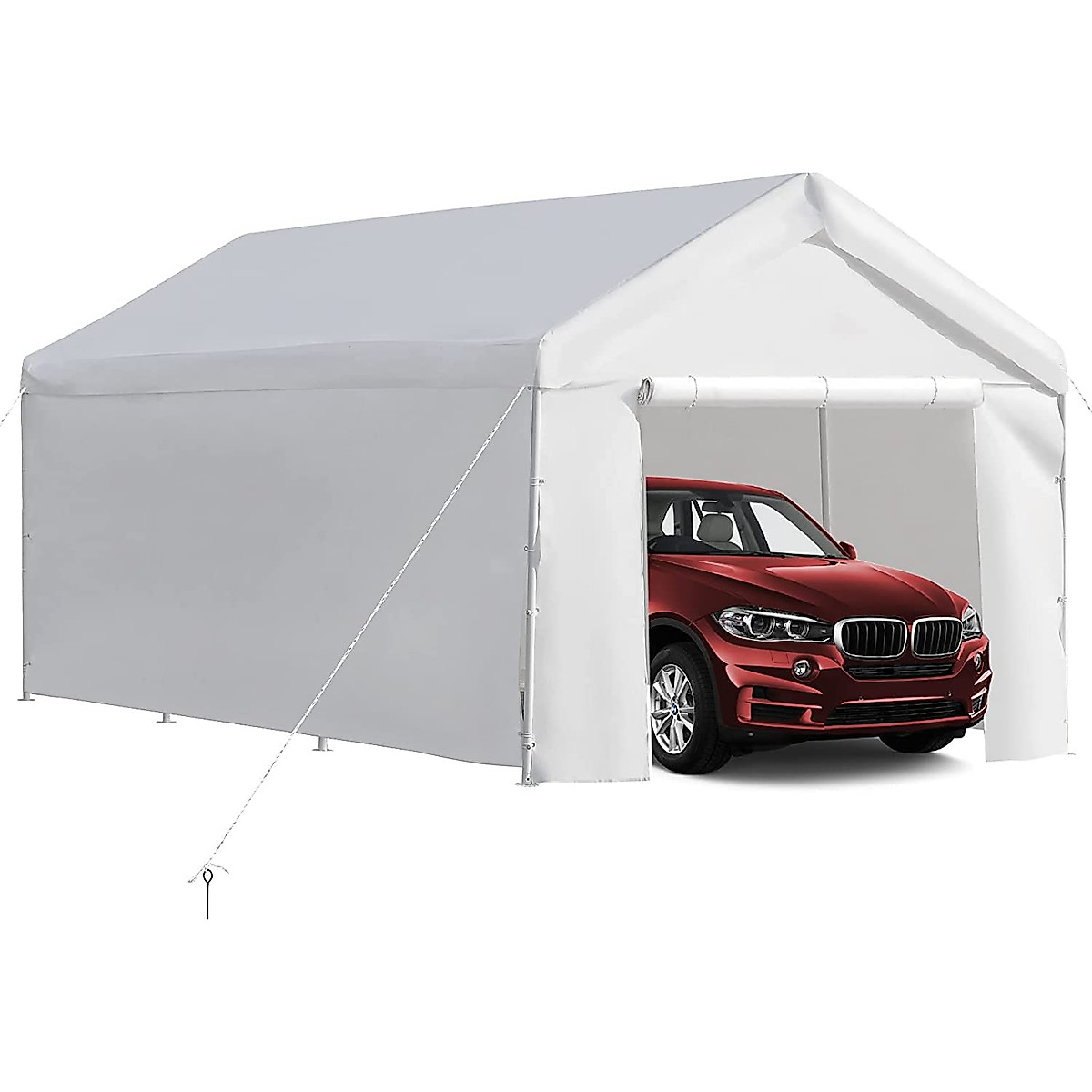 LVUYOYO Carport, 10x20 ft Heavy Duty Carport Car Canopy, Portable Garage Party Tent, Garage Shelter Boat Party Tent Shed with Removable Sidewalls and Zipper Doors for Car, Truck, SUV, Party