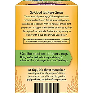 Yogi Tea Green Tea Pure Green Tea - 16 Tea Bags per Pack (6 Packs) - Organic Green Tea - Supports Overall Health & Provides Antioxidants - Made from Organic Green Tea Leaf