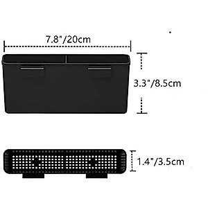 SANNO Plastic Black Utensil Silverware Storage Holder Caddy,Fit Kitchen Sink Drying Rack, Microfiber Dish Mat, Dish Drying Mat