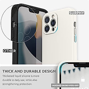 SURPHY Compatible with iPhone 13 Pro Max Case with Screen Protector, (Camera Protection + Soft Microfiber Lining) Liquid Silicone Phone Case 6.7 inch 2021, White