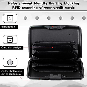 Sanwuta 12 Pcs Aluminum Wallet Credit Cards Holder Multi Slim RFID Blocking ID Credit Card Case Protector Metal Card Holder for Men Women (Black)