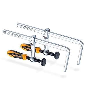 POWERTEC 71409 Quick Screw Guide Rail Clamp for MFT and Track Saw Guide Rail System, 7” Capacity x 2-3/8” Throat Depth, 400lbs Clamping Force – 2 Pack