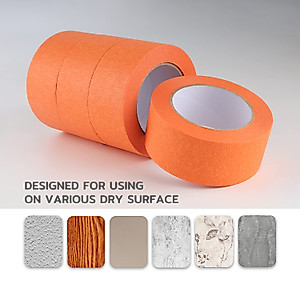 Lichamp 4 Pack Orange Painters Tape 2 inch Wide, Medium Adhesive Orange Masking Tape Bulk Multi Pack, 2 inch x 55 Yards x 4 Rolls (220 Total Yards)