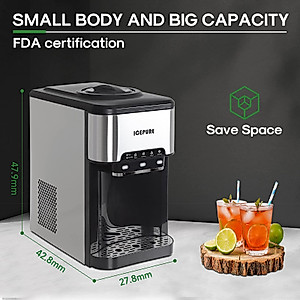 ICEPURE 3-in-1 Ice Maker with Water Cooler Dispenser, Top Loading, Quick Make hot, Cold Water & Bullet-Shaped ice Cube, 44lbs/24hrs, Countertop for Home/Office/Dormitorhoury, Silver