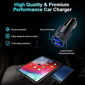 Fast Car Charger, 2Pack 3.4A Fast Charging Car Adapter Dual Port Cigarette Lighter USB Charger for iPhone 14 13 12 11 Pro Max SE XR XS X 8 7 6 6S Plus,Samsung Galaxy S22 S21 S20 S10 S9 S8 A13 A12 A51