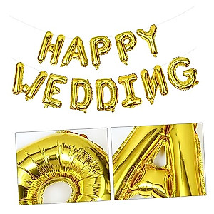 ERINGOGO 2 Sets 16 Wedding Foil Balloon rose gold ballons letter decor gold decorations Wedding Party Bunting Wedding backdrop golden DIY garland Balloon Party Decoration Party Decorations