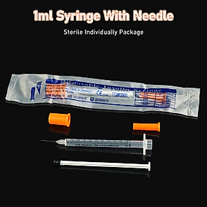 SHAOTONG 1ml Syringes with Needle, U-100 1cc Syringe 30G 1/2 Inch Needle, Sterile Individually Wrapped Pack of 20