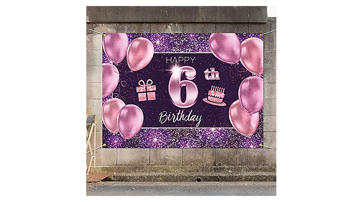 Pakboom 6th Birthday Banner Backdrop - Vibrant Girl Party Decor