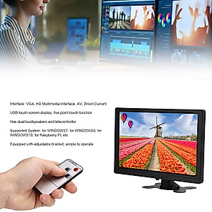 Naroote 10.1 Inch Monitor, Multiinterface HD Display Telecontroller Adjustable Bracket Home Dual (US Plug)