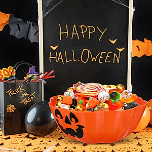 Hemoton Halloween Trick Or Treat Candy Bowl, 11.6 in Plastic Halloween Candy Bowl Pumpkin Bowl Halloween Party Supplies Serving Bowl Tableware Halloween Candy Holders（Orange）