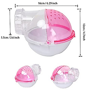 CHUQIANTONG Small Animal Bath House,Pet Toy Acrylic Hamster Bathroom Cage Toilet Bathtub Sand Bath Container Removable, Suitable for Chinchilla Syrian Hamster Gerbil (Pink)