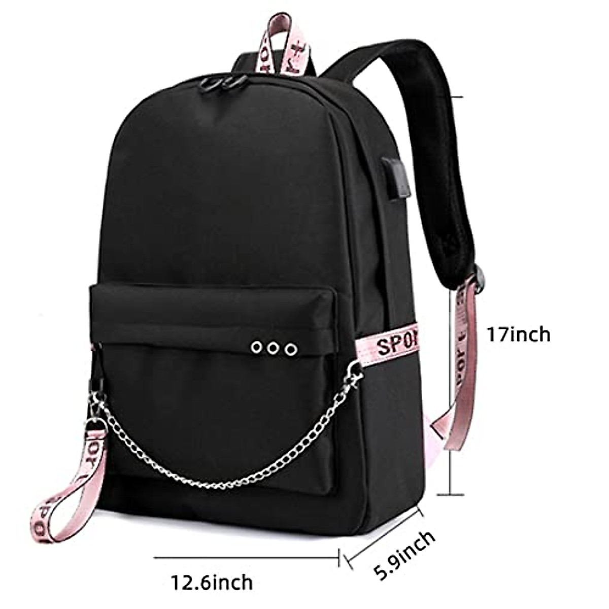 SPIRTUDE Spy x Family Backpack for School Anya Forger Bookbag Anime Backpacks with USB Charging Port, 17inch (B)