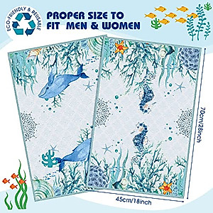 4 Pack Sea Kitchen Towels Beach Dish Towels for Kitchen Turtle Towels Hand Towels Ocean Animal Nautical Dish Cloths Kitchen Tea Towels for Cleaning, Drying (Ocean)