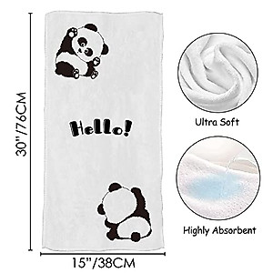 TOPCARPENTER Decorative Hand Towels for Bathroom, Hello Spring Panda Kitchen Hand Towel Set of 2, 15 * 30 inch Soft Fingertip Towel Decortive Hand Towels for Bathroom Kitchen