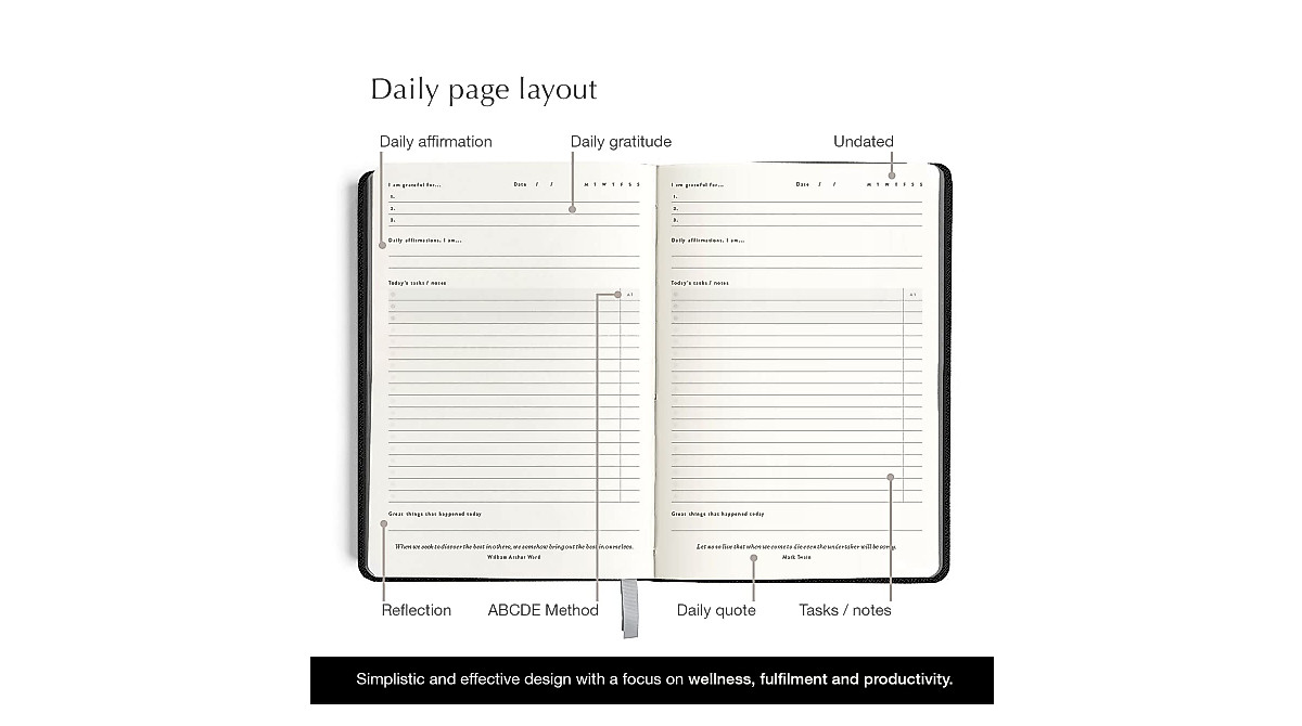Mal Paper Daily Goal Setter Planner - Tan, 6 Month 274 Page Undated Pad ...