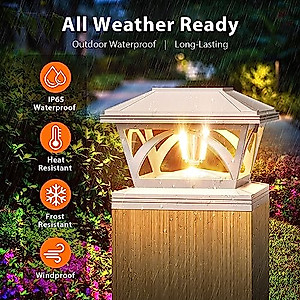 ENSLI Solar Post Cap Lights Outdoor, 6 Pack Brighter Solar Post Lights Outdoor Waterproof, Fence Post Cap Lights Solar Powered Deck Post Lights Fit 4x4 5x5 6x6 Posts for Fence Deck Garden Decoration
