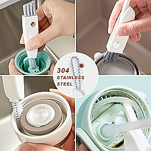 Bottle Cleaning Brush Set, Long Handle Silicone Cleaner Brushes + Thermos Lid Cup Brush + Drinking Straw Brush for Cleaning Baby Bottles, Narrow Neck Bottle, Sport Water Bottle,Tumbler,Glass Vase,3pcs