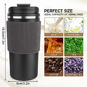 RNGODO Travel Coffee Mug - 450ml / 15oz Stainless Steel Insulated Coffee Tumbler with Leakproof Lid,Double Walled Insulated Vacuum Coffee Mug,Car Coffee Mug to Go for Coffee,Hot Cold Water Travel Mug