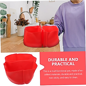 HOMSFOU 4 Sets Saucepan Silicone Lining Silicone Cookware Silicone Cooking Utensils Red Rice Cooker Multi-use Cooker Divider Slow Cooker Insert Kitchen Supplies Non-slip