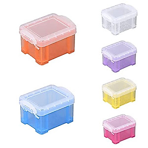 QianDanS 6 Pack Mini Storage Boxes Plastic Storage Box Organiser Boxes with Lid Small Storage Bin Boxes for Storing Paper Clips Staples Beads Earrings Rings