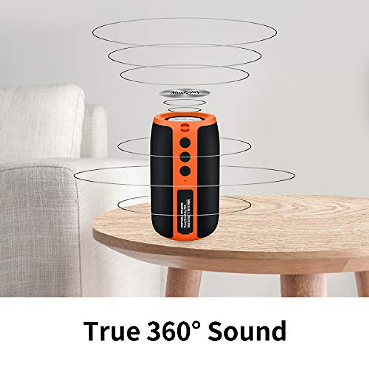 Bluetooth Speakers,MusiBaby Speakers Bluetooth Wireless,Portable,Waterproof,Loud Stereo,Booming Bass,Dual Pairing,Bluetooth 5.0,24H Playtime,Speaker for Home,Party,Outdoor,Gifts (Orange)