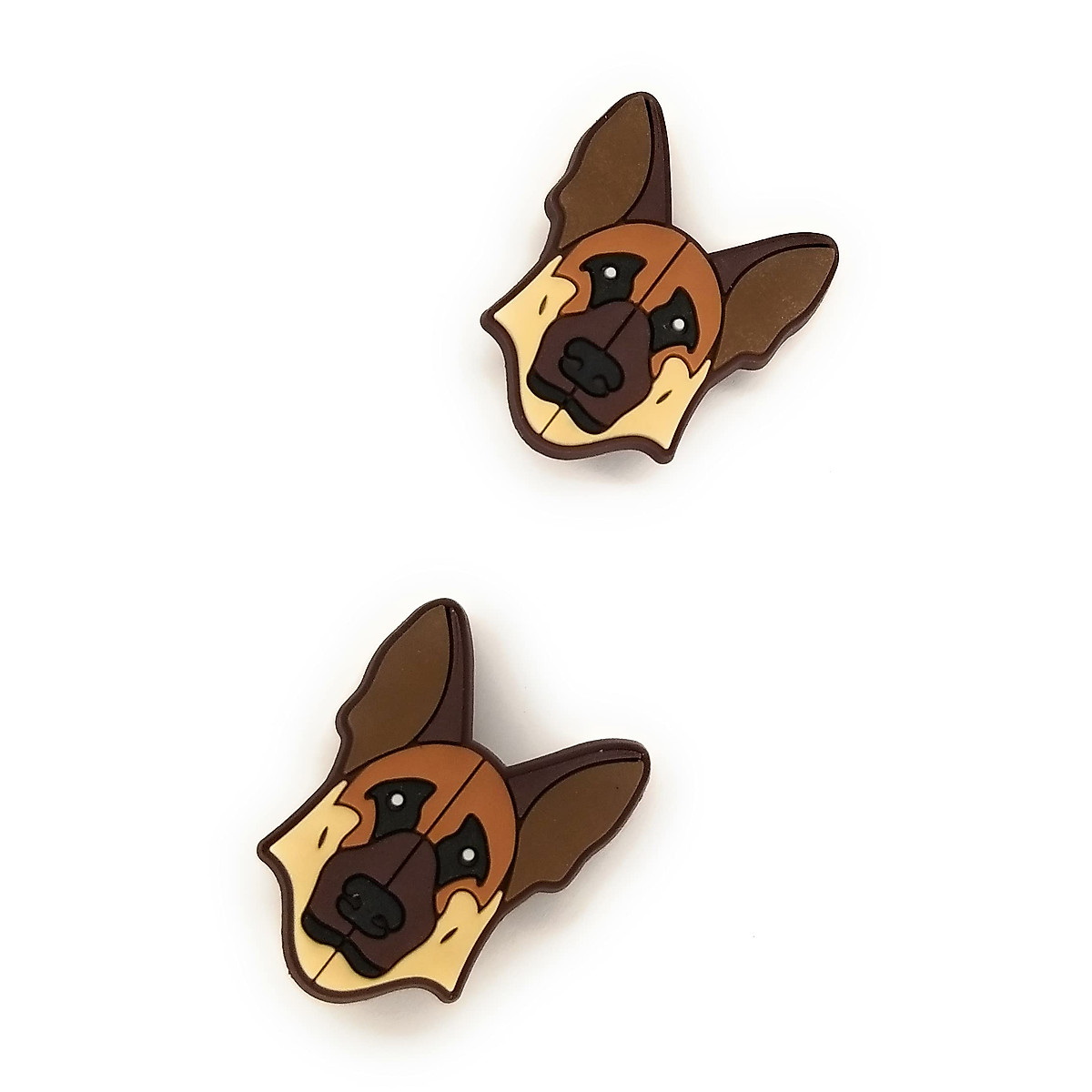 WorkedLikeACharm 2pcs German Shepherd Dog Puppy Shoe Charms for Clog Shoes Decoration Gift by Worked Like A Charm|,brown
