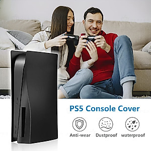 PEPPER JOBS Console Cover, Hard Shockproof Console Skin Case, ABS Anti-Scratch Dustproof Gaming Console Cover Replacement Plate Shell for Console Disc Edition (Midnight Black)