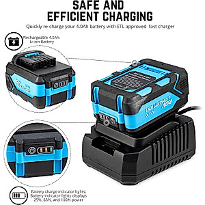 NEIKO 10881A Cordless Angle Grinder, 4 1/2-Inch Grinder with Variable Speed, 20V 4.0A Li-ion Rechargeable Battery, Powerful 8,000 rpm Brushless Motor, Grinders Power Tools, Cordless Grinder Tool