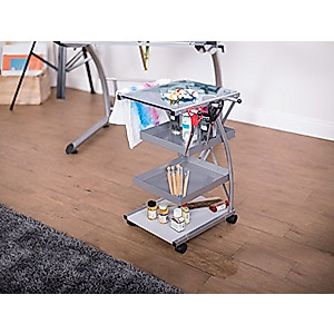 SD STUDIO DESIGNS Modern Triflex Mobile Storage Taboret for Arts and Crafts Silver 18.5" W x 16" D x 25.5" H