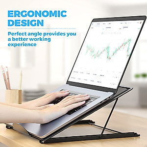 MaxGear Laptop Stand, Ergonomic Mesh Laptop Tablet Stand for Desk, Ventilated Adjustable Portable Laptop Riser, Notebook Holder Stand Compatible with MacBook, Dell XPS, HP, 10-17 inches Laptops, Black